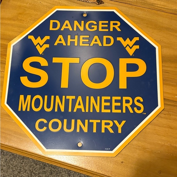 west virginia unversity | Other | Mountaineers Country Stop Sign Blue ...